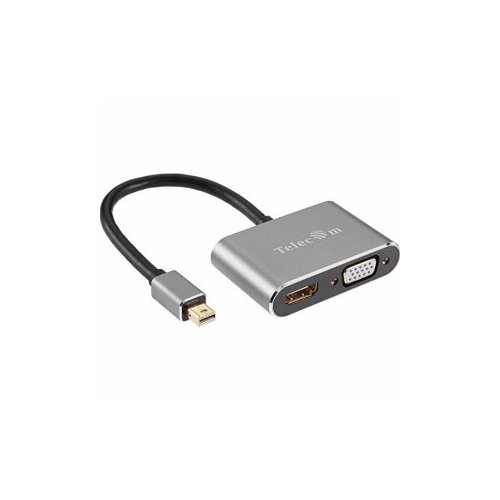 Кабель-переходник Mini DisplayPort (M) -> HDMI (F)+VGA (F) 4K@30Hz Alum Grey Telecom (TA6080)