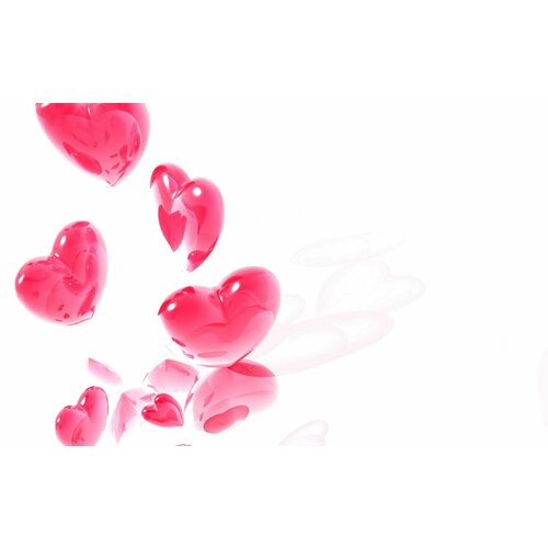 Картина на холсте 60x110 LinxOne "Сердце, розовый, белый, полет" интерьерная для дома / на стену / на кухню / с подрамником