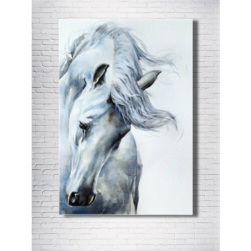 Картина/Картина на холсте/Картина на холсте для интерьера/Картина на стену/Картина в подарок для дома/- Белая лошадь 30х40