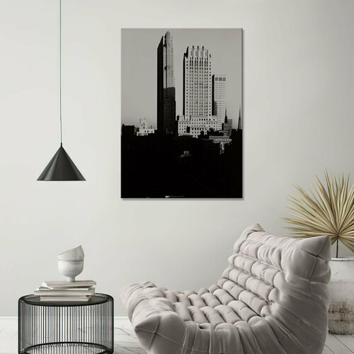 Картина на холсте для интерьера - "Нью-Йорк, чёрно-белое фото 50х70"