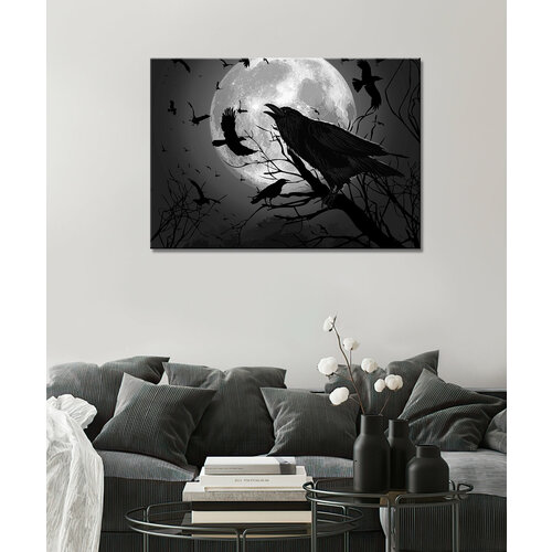 Картина -Ворон, черный ворон, ворон арт (16) 40х60