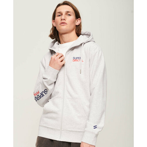 Толстовка Superdry, размер M, серый, белый