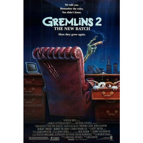 Плакат, постер на холсте Гремлины 2: Новенькая партия (Gremlins 2: The New Batch), Джо Данте. Размер 42 х 60 см