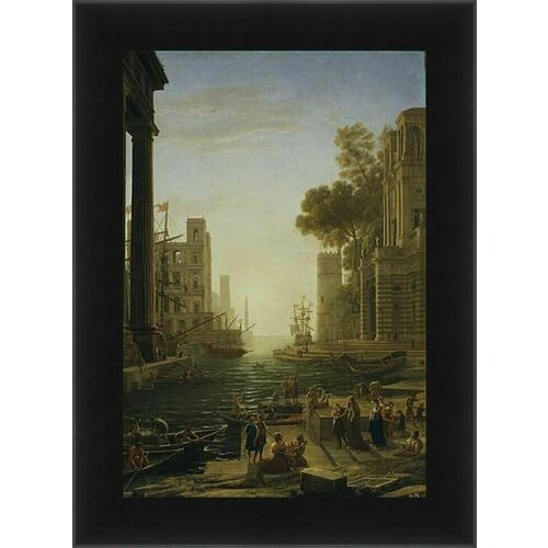 Плакат, постер на бумаге Landscape with the Embarkment of Saint Paula Romana in Ostia 1639-1640. Лоррен Клод. Размер 30 на 42 см