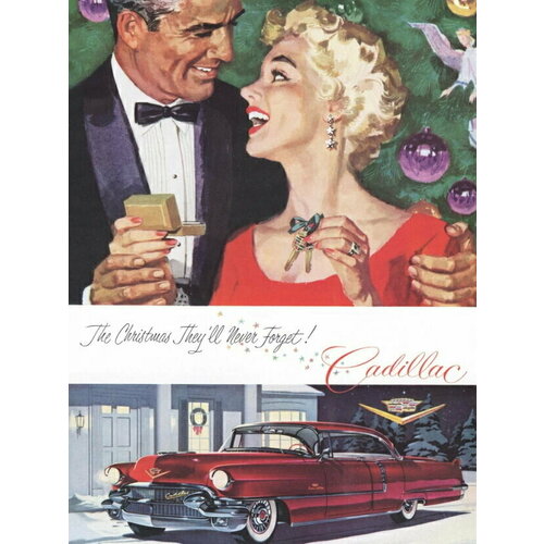Плакат, постер на холсте Cadillac/Кадиллак/винтажный/ретро. Размер 60 на 84 см