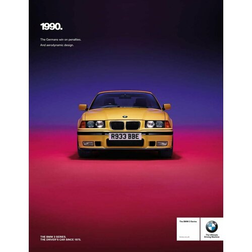 Плакат, постер на бумаге BMW E36. Размер 42 на 60 см