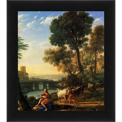 Плакат, постер на бумаге Paysage avec Mercure enlevant les boeufs d Apollon. Лоррен Клод. Размер 42 на 60 см