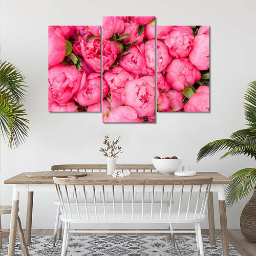 Модульная картина/Модульная картина на холсте/Модульная картина в подарок/ Бутоны розовых пионов/Pink peony buds 120х80