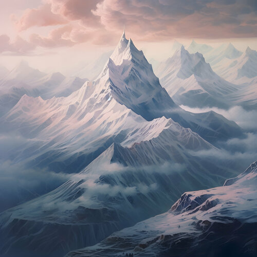 Постер - "Заснеженные вершины гор"на фотобумаге / А3 / в тубусе без рамы