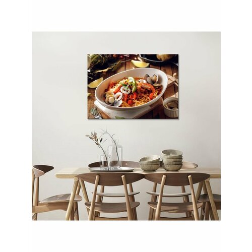 Картина на холсте с подрамником Паста с морепродуктами 30х40