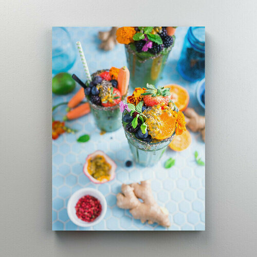 Интерьерная картина на холсте "Лавандовый десерт" для кухни, кафе и ресторанов, размер 45x60 см