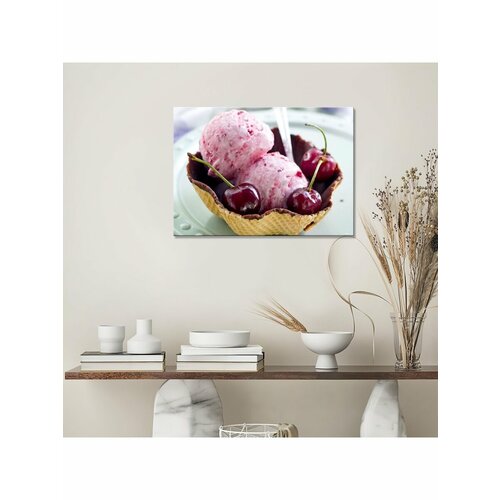 Картина на холсте с подрамником Мороженое с черешней 60х80