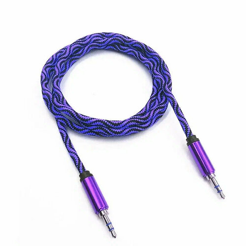 Аудио кабель AUX 1 м / Акустический провод аукс jack 3.5 mm / джек 3,5 мм / фиолетовый