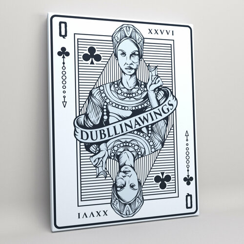Картина на холсте (интерьерный постер) "Дама Крести - игральные карты" игры, с деревянным подрамником, размер 45x60 см