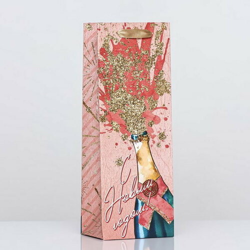 Пакет ламинированный под бутылку "Брызги шампанского",13 x 36 x 10 см