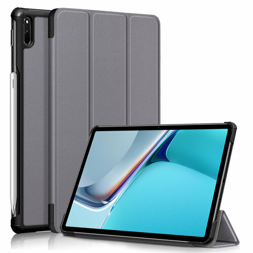 Чехол-обложка MyPads для Huawei MatePad 11 (DBY-W09) 2021 тонкий умный кожаный на пластиковой основе с трансформацией в подставку серый