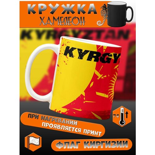 Кружка-хамелеон с принтом Флаг Киргизии