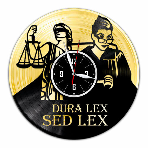 Dura lex Sed lex - настенные часы из виниловой пластинки (с золотой подложкой)