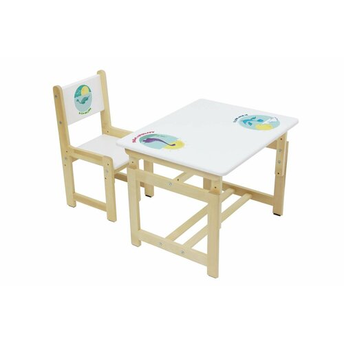 Комплект растущей детской мебели Polini kids Eco 400 SM, Дино 1, 68х55 см, белый-натуральный