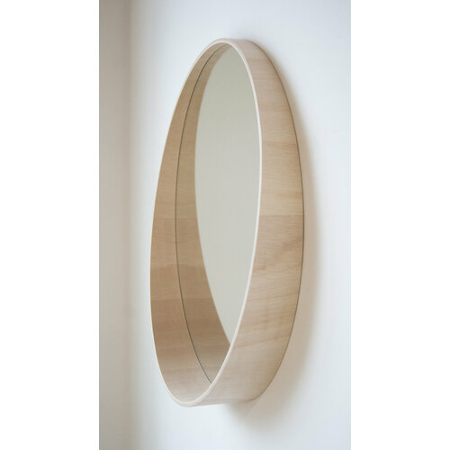 Зеркало круглое настенное интерьерное 70 см, зеркало в ванную, интерьерное зеркало в деревянной рме