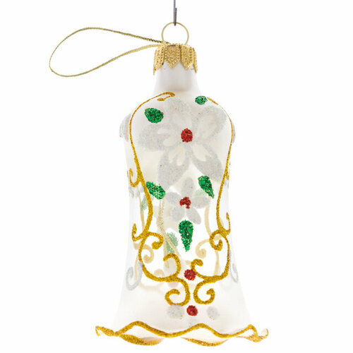 Елочка Стеклянная елочная игрушка Колокольчик Цветение 9 см, подвеска С 2010