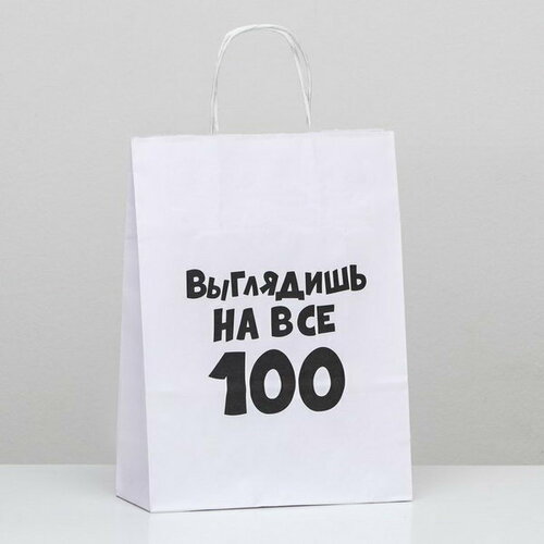 Пакет подарочный "Выглядишь на все 100", 24 x 10.5 x 32 см, 1 шт