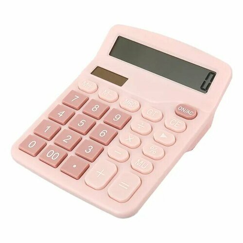 Калькулятор настольный 12 разрядный розовый с солнечной батареей