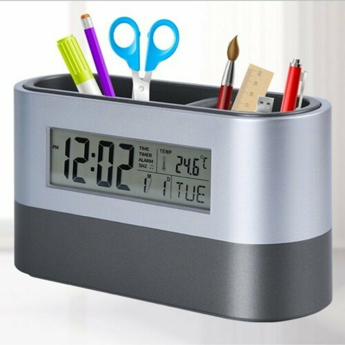Часы-органайзер настольные электронные: будильник, термометр, календарь, 15.1 х 4.7 см