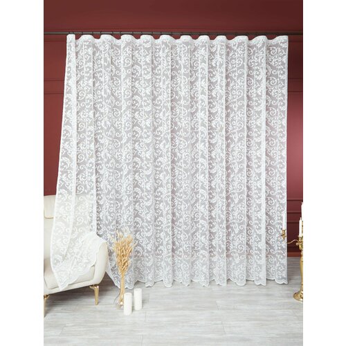 Тюль в спальню, гостиную с рисунком молочный В220xШ300