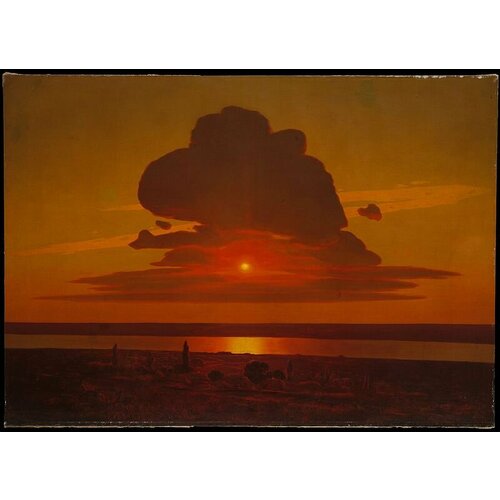 "Красный закат на Днепре", Куинджи А. И, картина для интерьера (репродукция) (40х29 см / на подрамнике)