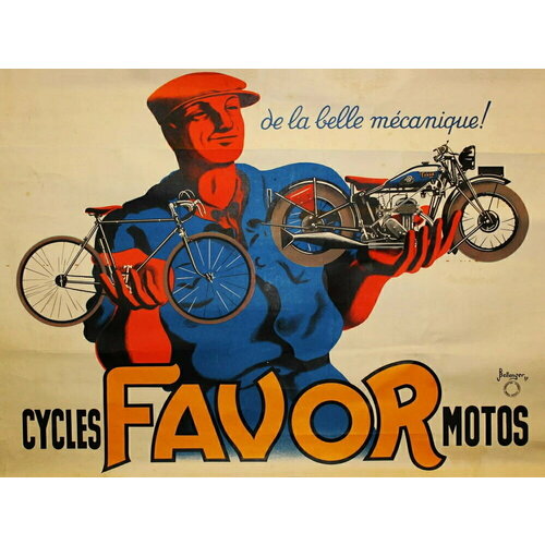 Плакат, постер на бумаге Cycles: Favor/Велосипед/винтажный/ретро. Размер 42 на 60 см