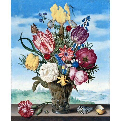 Плакат, постер на холсте Ambrosius Bosschaert-Bouquet of Flowers/Амброзиус Боссхарт-Букет цветов. Размер 60 на 84 см