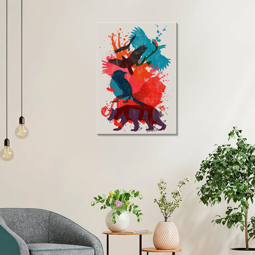 Интерьерная картина на холсте - Тени животных цветные арт 40х60