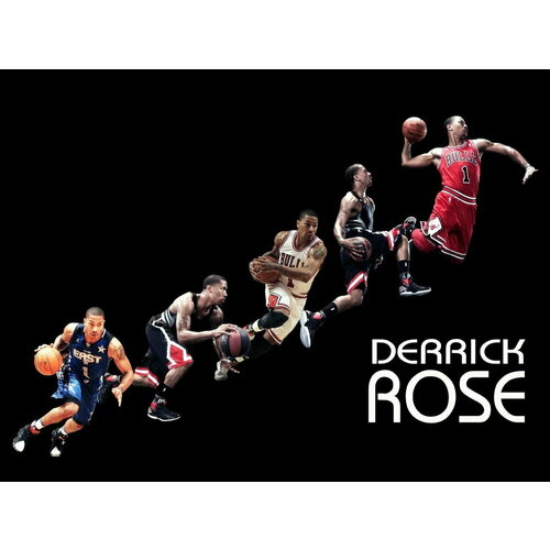 Плакат, постер на холсте Derrick Rose/Деррик Роуз/спорт. Размер 21 х 30 см
