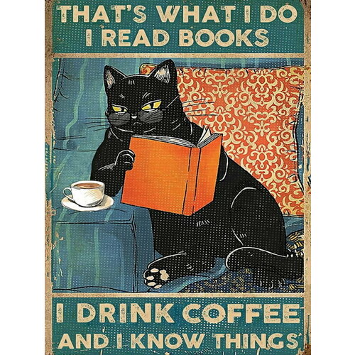 Плакат, постер на бумаге I drink coffee and i know things /искусство/арт/абстракция/творчество. Размер 21 х 30 см