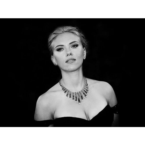 Плакат, постер на холсте Scarlett Johansson/Скарлетт Йоханссон/черно-белый. Размер 60 х 84 см