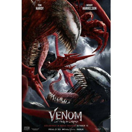 Плакат, постер на холсте Веном 2 (Venom: Let There Be Carnage, 2021г). Размер 21 х 30 см