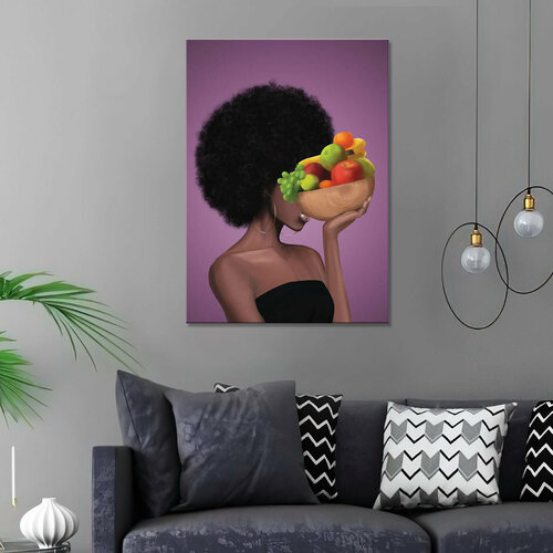 Картина интерьерная-Девушка с фруктами 20х30