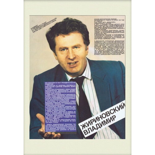 Советский плакат, постер на бумаге Жириновский на выборах Президента РСФСР. Размер 21 х 30 см