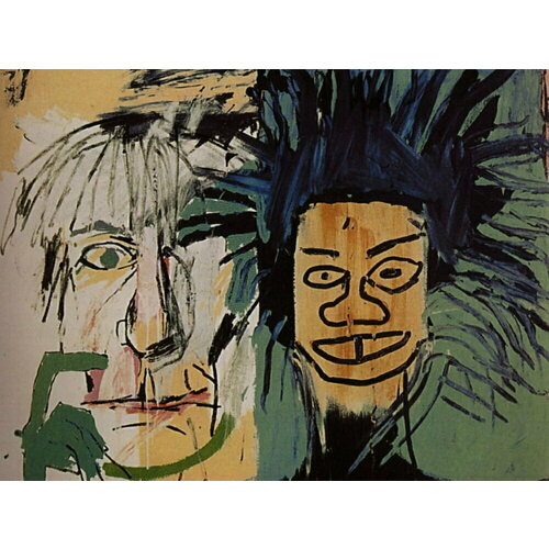 Плакат, постер на холсте Basquiat J. M/Баския Жан-Мишель-Две головы на золоте/искусство/арт/абстракция/творчество. Размер 42 х 60 см
