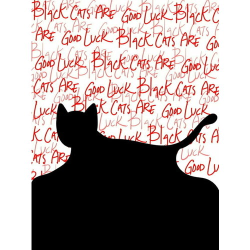 Плакат, постер на бумаге Cat black/Черный кот/искусство/арт/абстракция/творчество. Размер 21 х 30 см