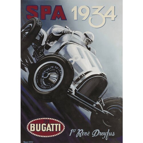Плакат, постер на холсте Bugatti. Размер 21 х 30 см