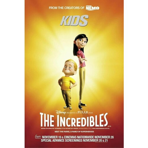 Плакат, постер на бумаге Суперсемейка (The Incredibles, 2004г). Размер 30 х 42 см