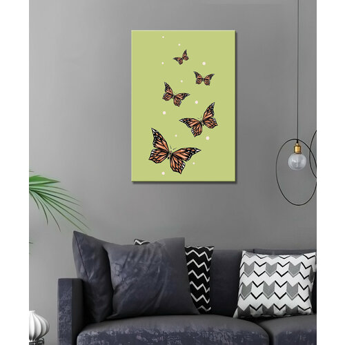 Картина - коричневые бабочки, много бабочек 30х40