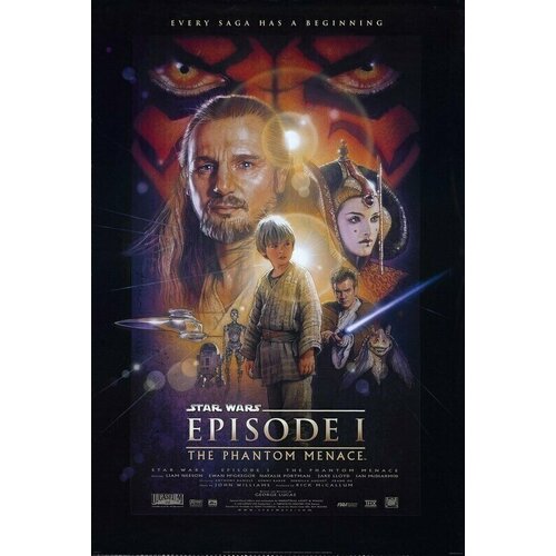 Плакат, постер на холсте Звездные войны: Эпизод 1-Скрытая угроза (Star Wars Episode I-The Phantom Menace), Джордж Лукас. Размер 21 х 30 см