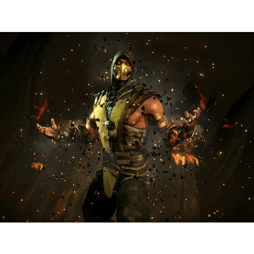 Плакат, постер на бумаге Mortal Kombat: Scorpion/Мортал Комбат: Скорпион/игровые/игра/компьютерные герои персонажи. Размер 60 х 84 см