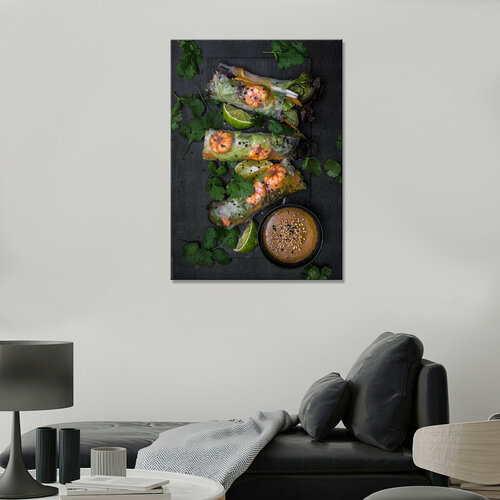 Картина/Картина на холсте для интерьера/Картина на стену/Картина для кухни/ - Ролл с креветкой 30х40