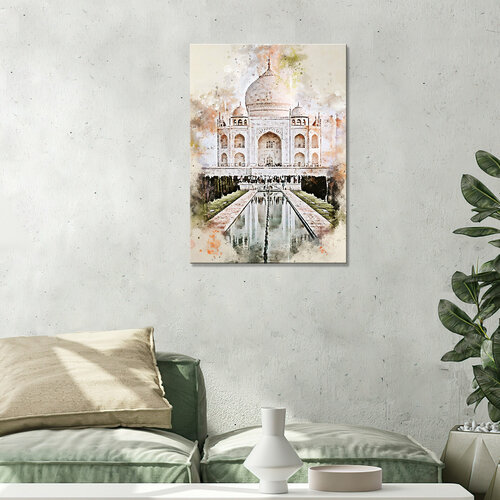 Интерьерная картина на холсте - Дворец Тадж-Махал акварель 20х30