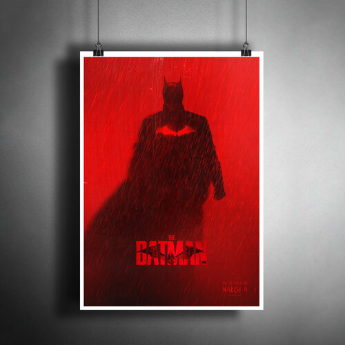 Постер плакат для интерьера "Фильм: Бэтмен (The Batman). Актёр Роберт Паттинсон. DC Comics" / A3 (297 x 420 мм)