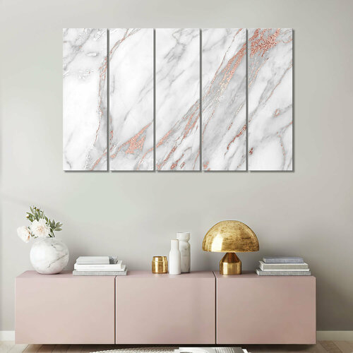 Модульная картина/Модульная картина на холсте/Модульная картина в подарок/бело-розовый мрамор-white and pink marble 125х80